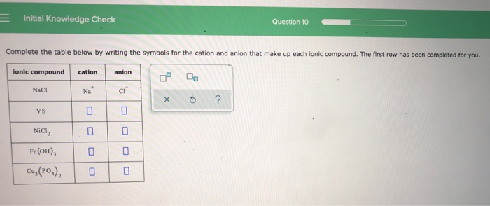Solved Initial Knowledge Check Question 10 Complete the | Chegg.com