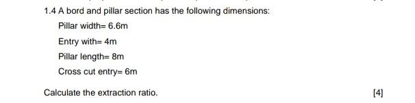 Solved 1.4 A bord and pillar section has the following | Chegg.com