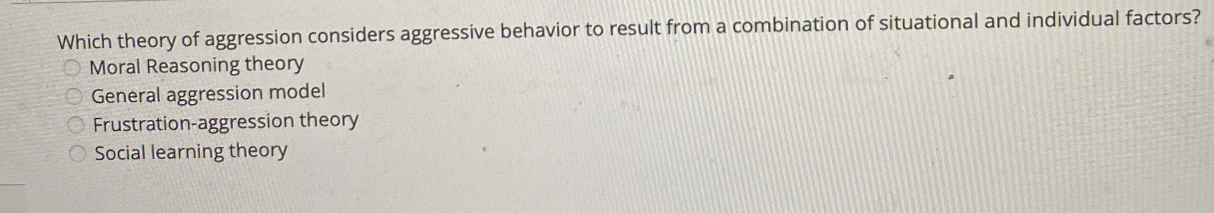 Solved Which theory of aggression considers aggressive | Chegg.com