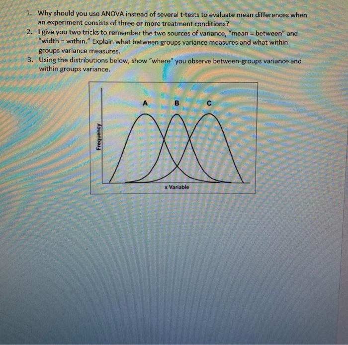 Solved 1. Why should you use ANOVA instead of several | Chegg.com