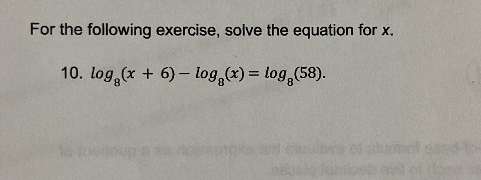 Solved For the following exercise, solve the equation for | Chegg.com