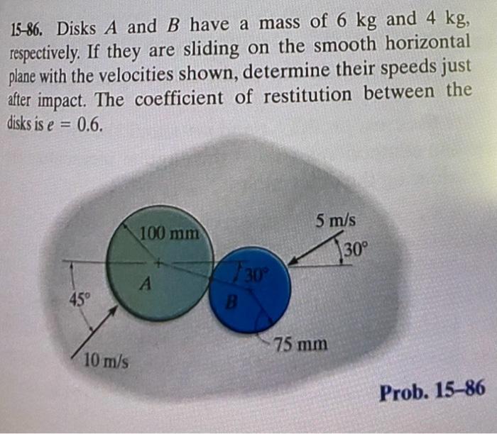 Solved 15-86. Disks A and B have a mass of 6 kg and 4 kg, | Chegg.com