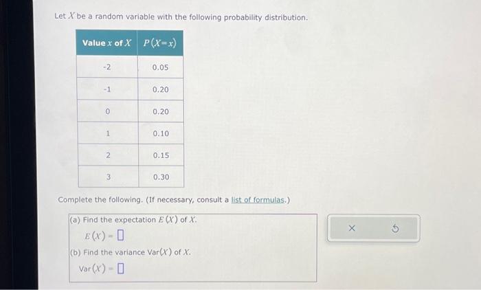 Solved Let X be a random variable with the following | Chegg.com