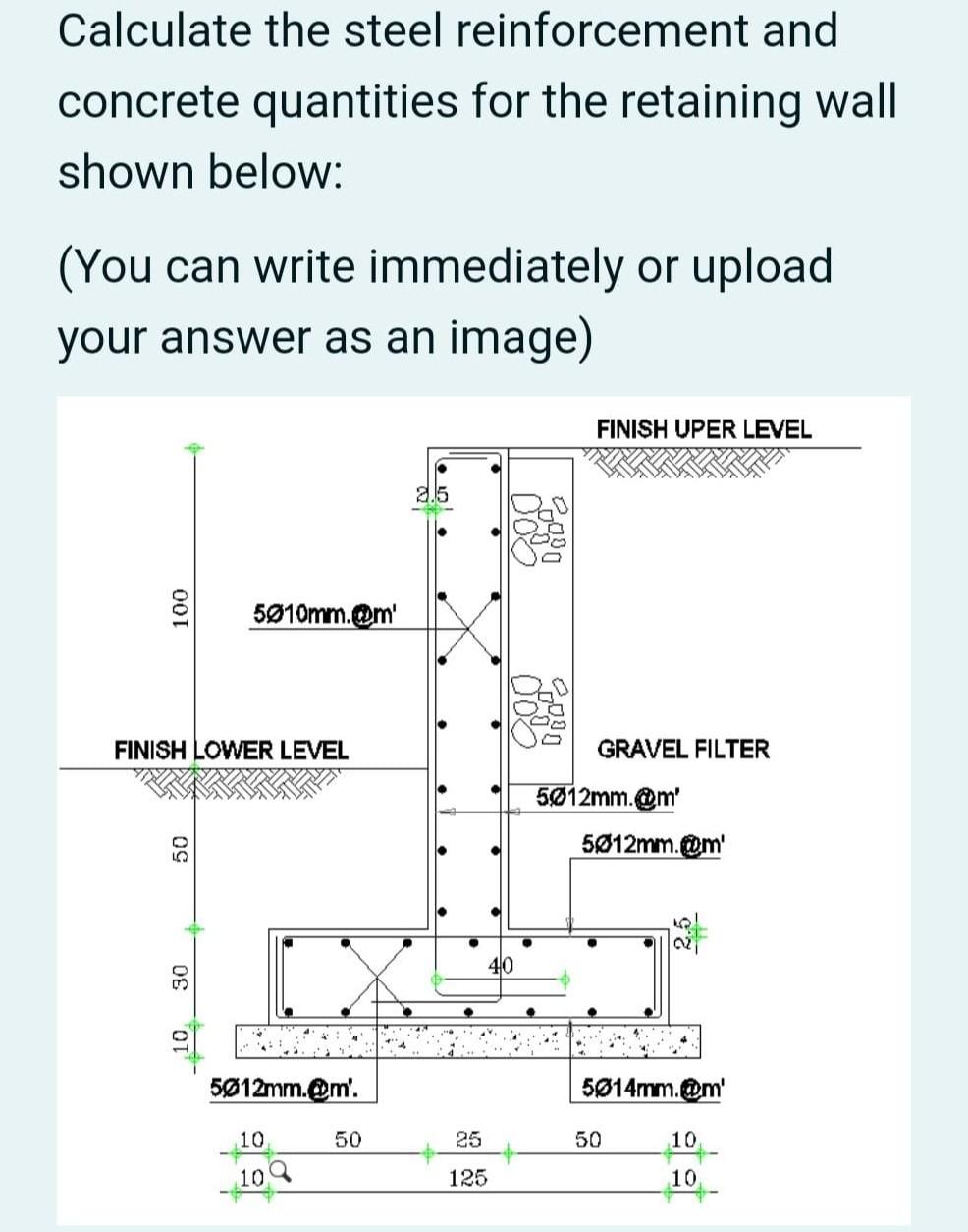 Solved Calculate the steel reinforcement and concrete | Chegg.com