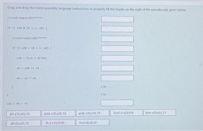 Solved Drag and drop the listed assembly language | Chegg.com