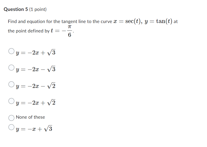 Solved Question 5 (1 ﻿point)Find and equation for the | Chegg.com