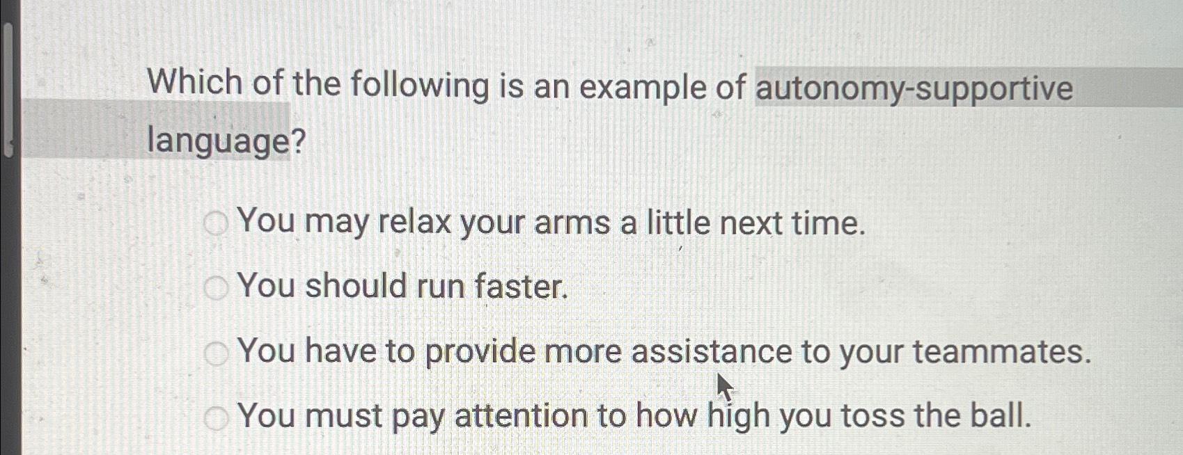 Solved Which of the following is an example of | Chegg.com