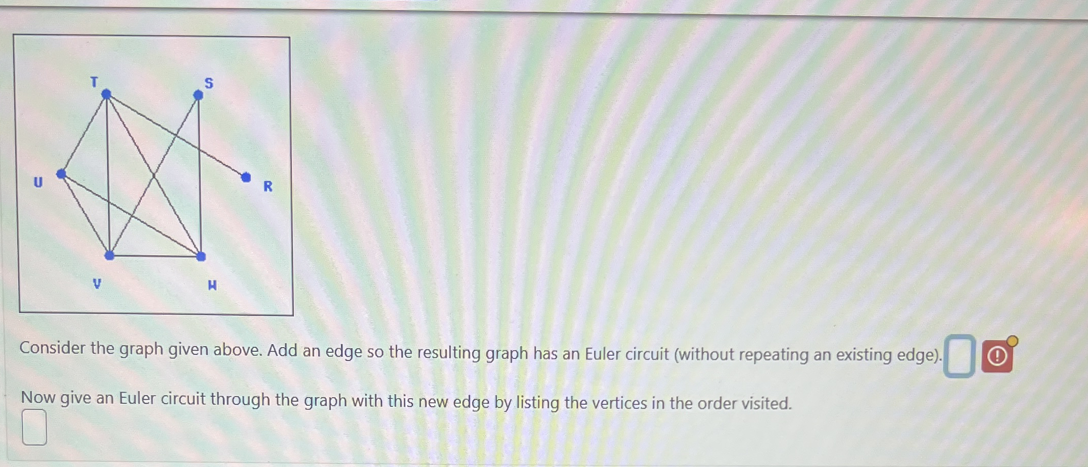 Solved Consider the graph given above. Add an edge so the | Chegg.com