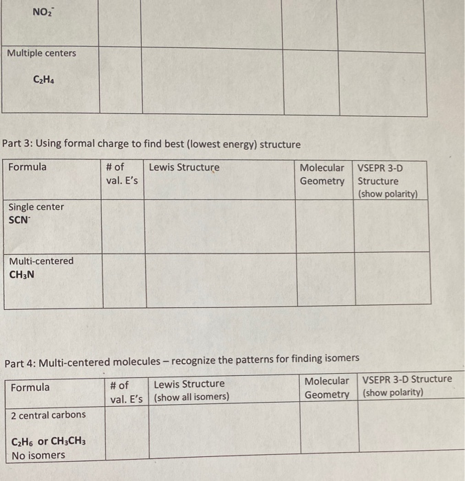 Solved NO2 Multiple centers C2H4 Part 3: Using formal charge | Chegg.com