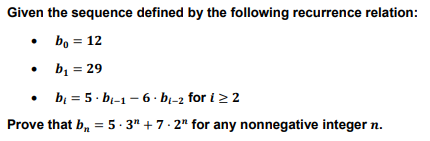 Solved Given the sequence defined by the following | Chegg.com