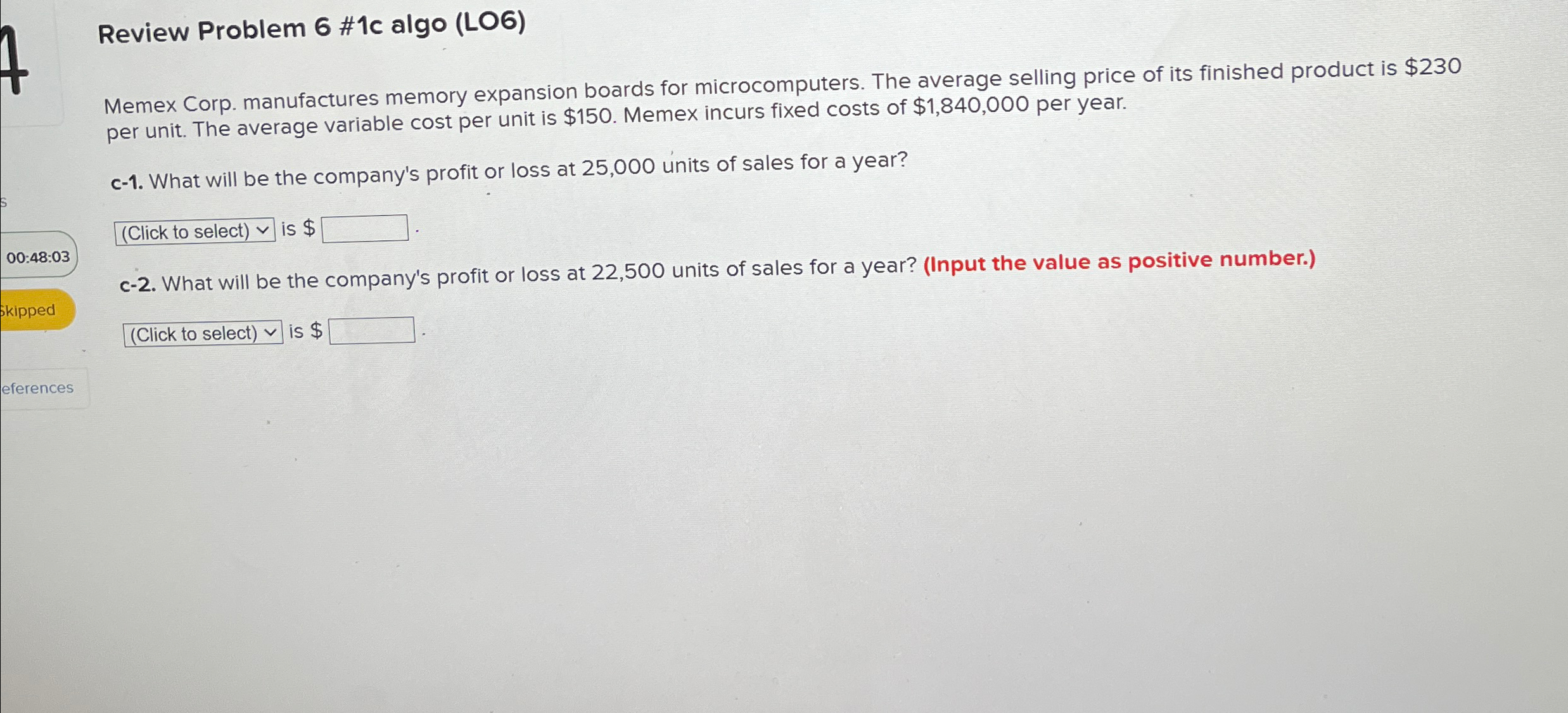 Solved Review Problem 6 ﻿#1c algo (LO6)Memex Corp. | Chegg.com