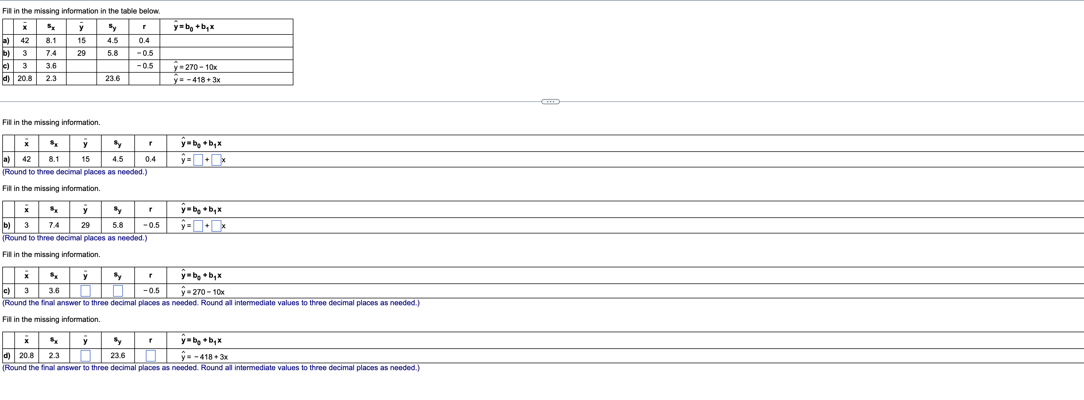 Solved Fill in the missing information in the table | Chegg.com