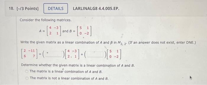 Solved Consider the following matrices. A=[42−31] and | Chegg.com