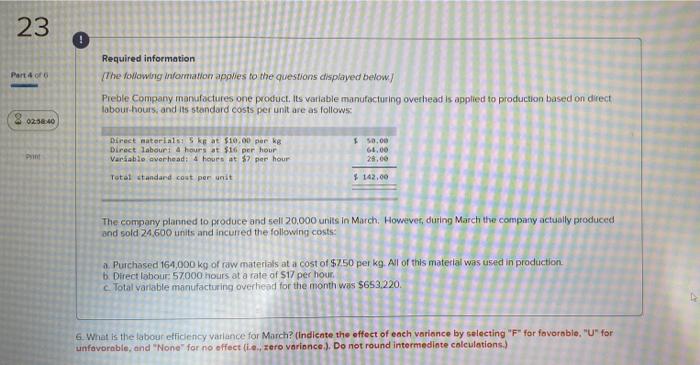 Solved 22 ! Part 3 Required information The following | Chegg.com