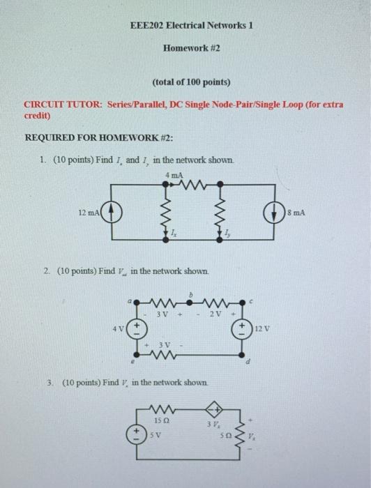 Solved EEE202 Electrical Networks 1 Homework #2 (total of | Chegg.com