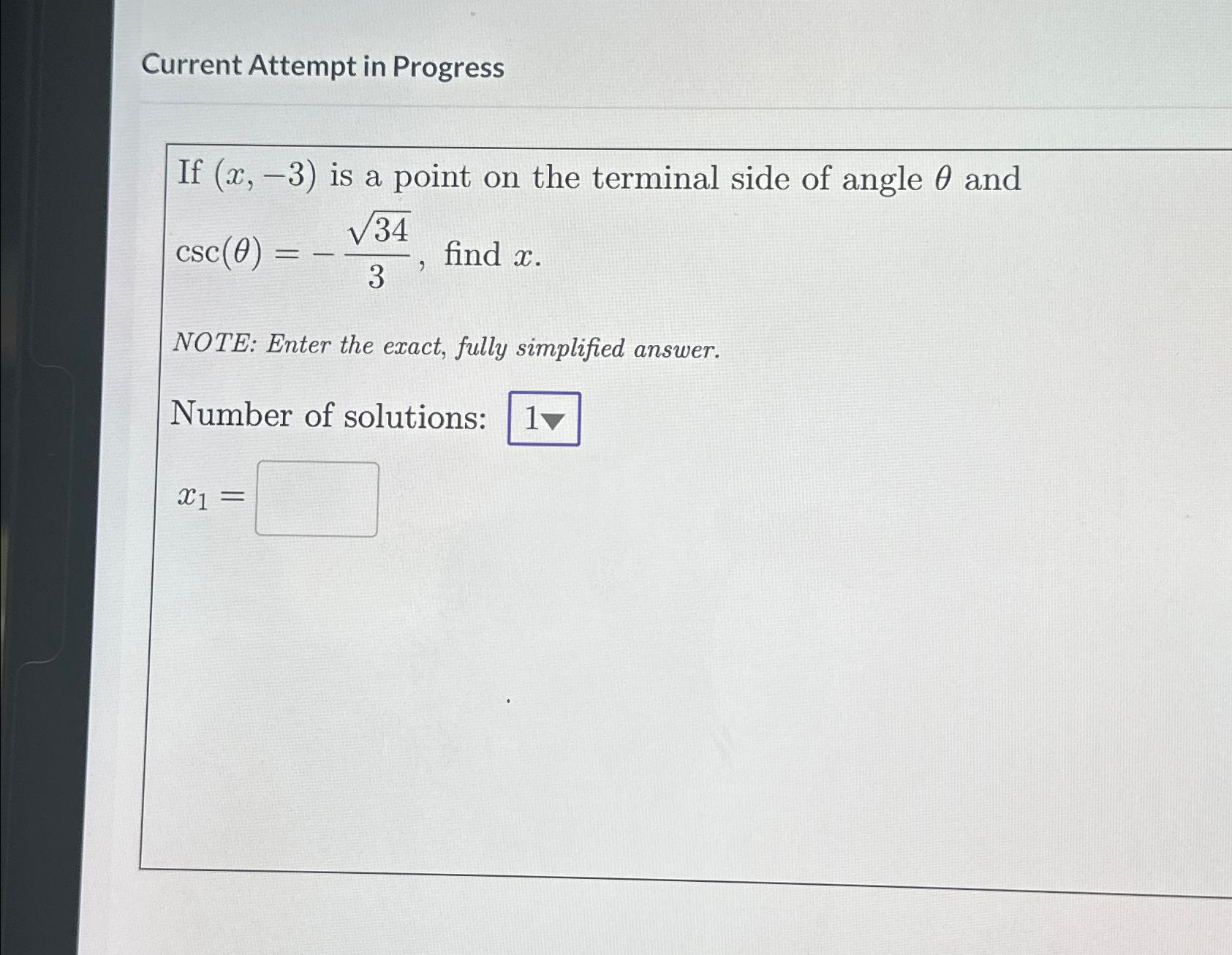 Solved Current Attempt in ProgressIf (x,-3) ﻿is a point on | Chegg.com