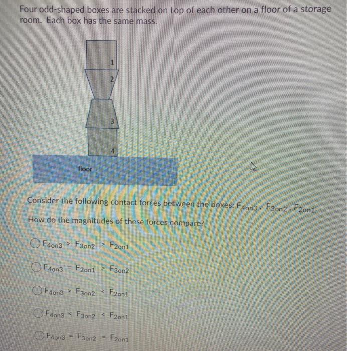 Solved Four odd-shaped boxes are stacked on top of each | Chegg.com