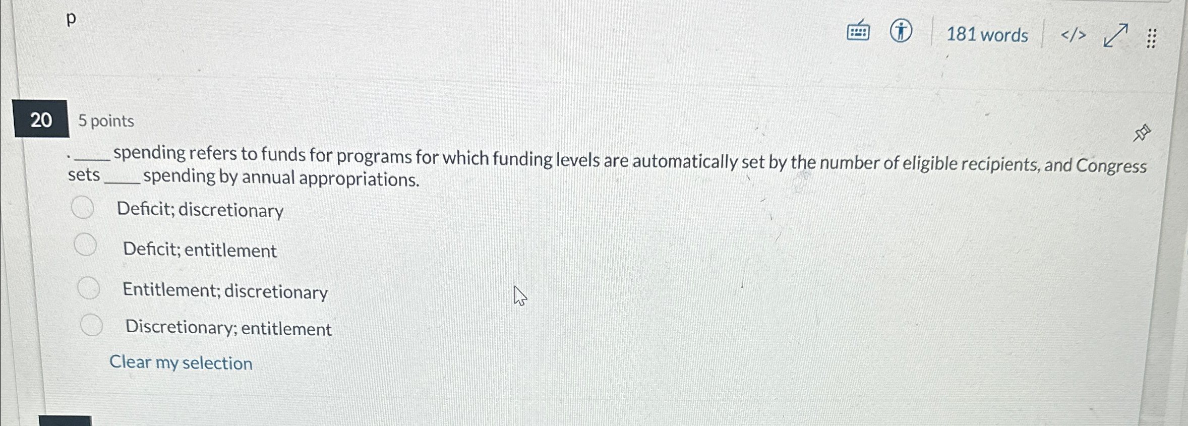 Solved p205 ﻿pointsspending refers to funds for programs for | Chegg.com