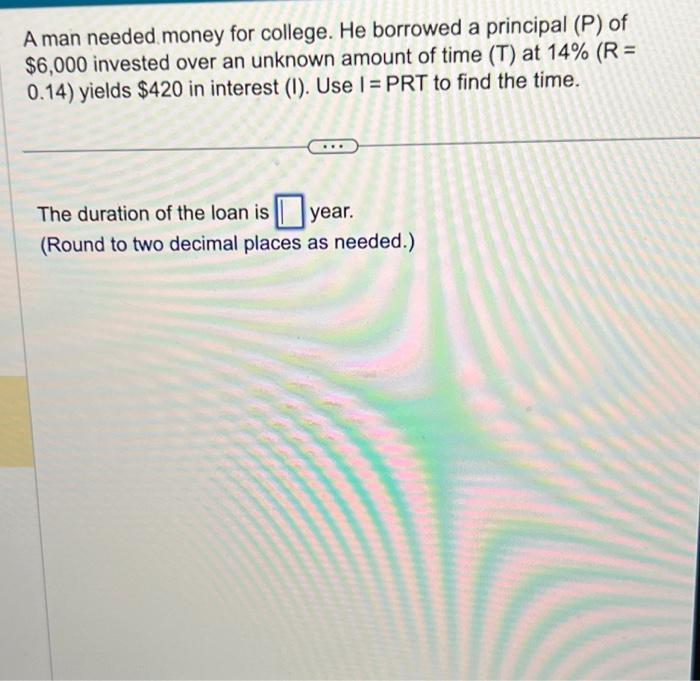 Solved A man needed money for college. He borrowed a | Chegg.com