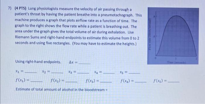 7) (4 PTS) Lung physiologists measure the velocity of | Chegg.com