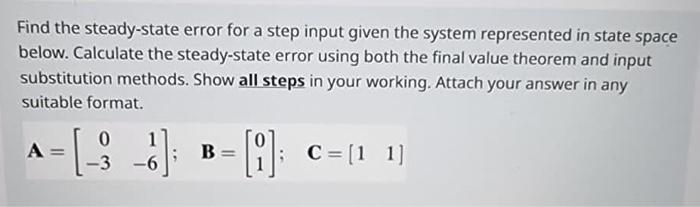 Solved Find the steady-state error for a step input given | Chegg.com