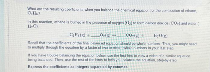 Solved What are the resulting coefficients when you balance | Chegg.com