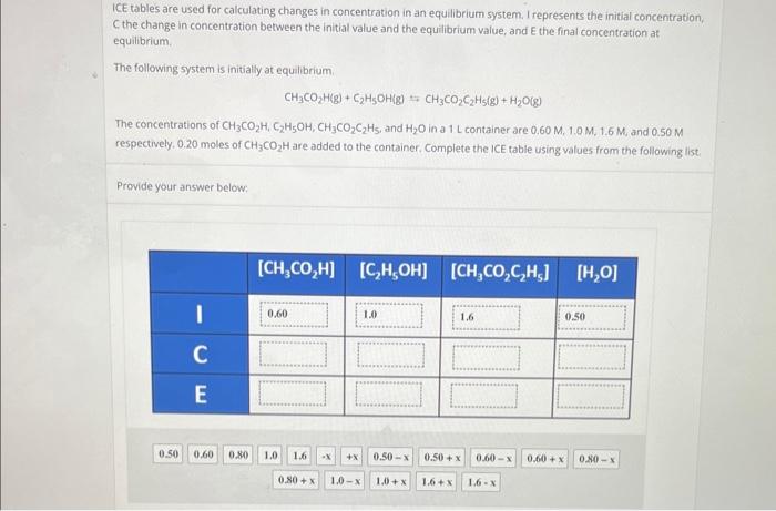 Solved ICE tables are used for calculating changes in | Chegg.com