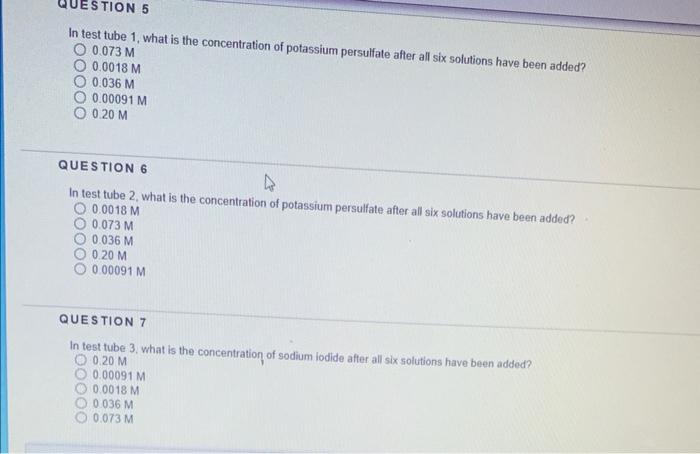 In test tube 1 , what is the concentration of | Chegg.com