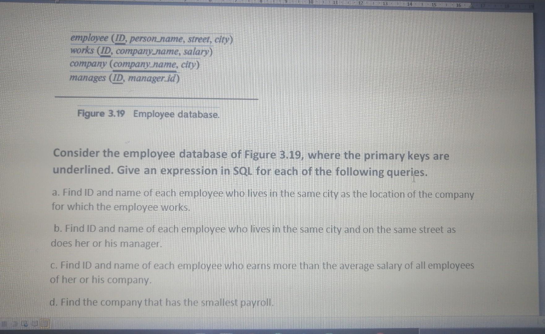 Solved employee (ID, person name, street, city) works (ID, | Chegg.com