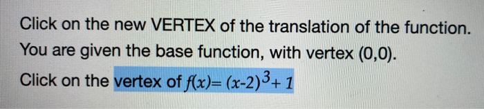 Solved Click on the new VERTEX of the translation of the | Chegg.com