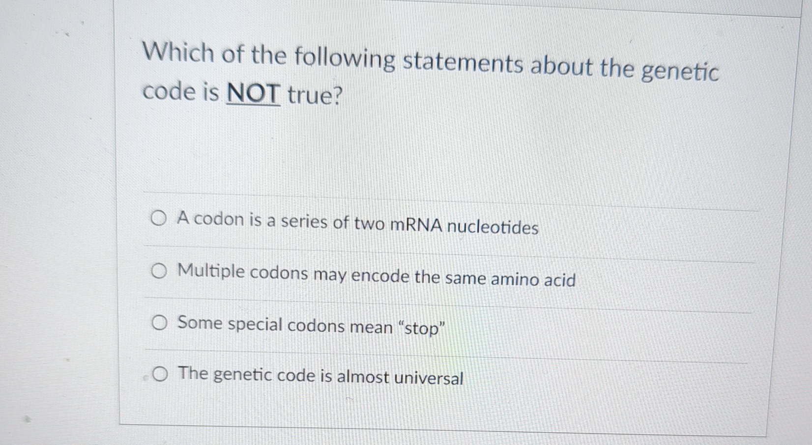 Solved Which of the following statements about the genetic | Chegg.com