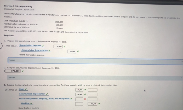 Solved Exercise 7-59 (Algorithmic) Disposal of Tangible | Chegg.com