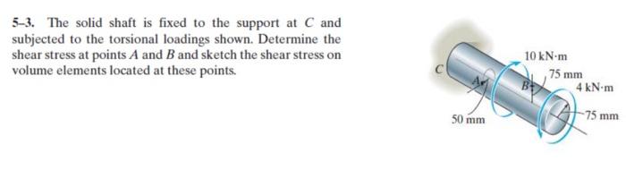 Solved 5-3. The solid shaft is fixed to the support at C and | Chegg.com