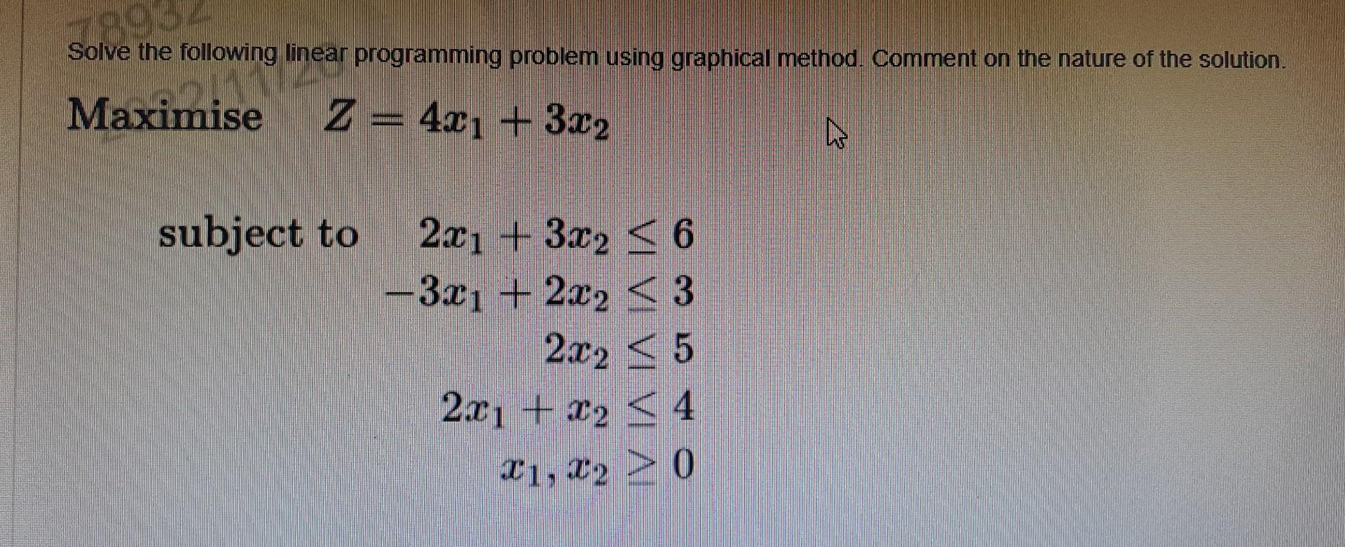 Solved Solve the following linear programming problem using | Chegg.com