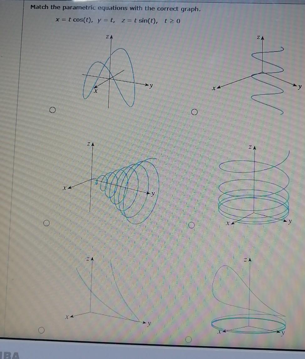 Solved Match the parametric equations with the correct | Chegg.com