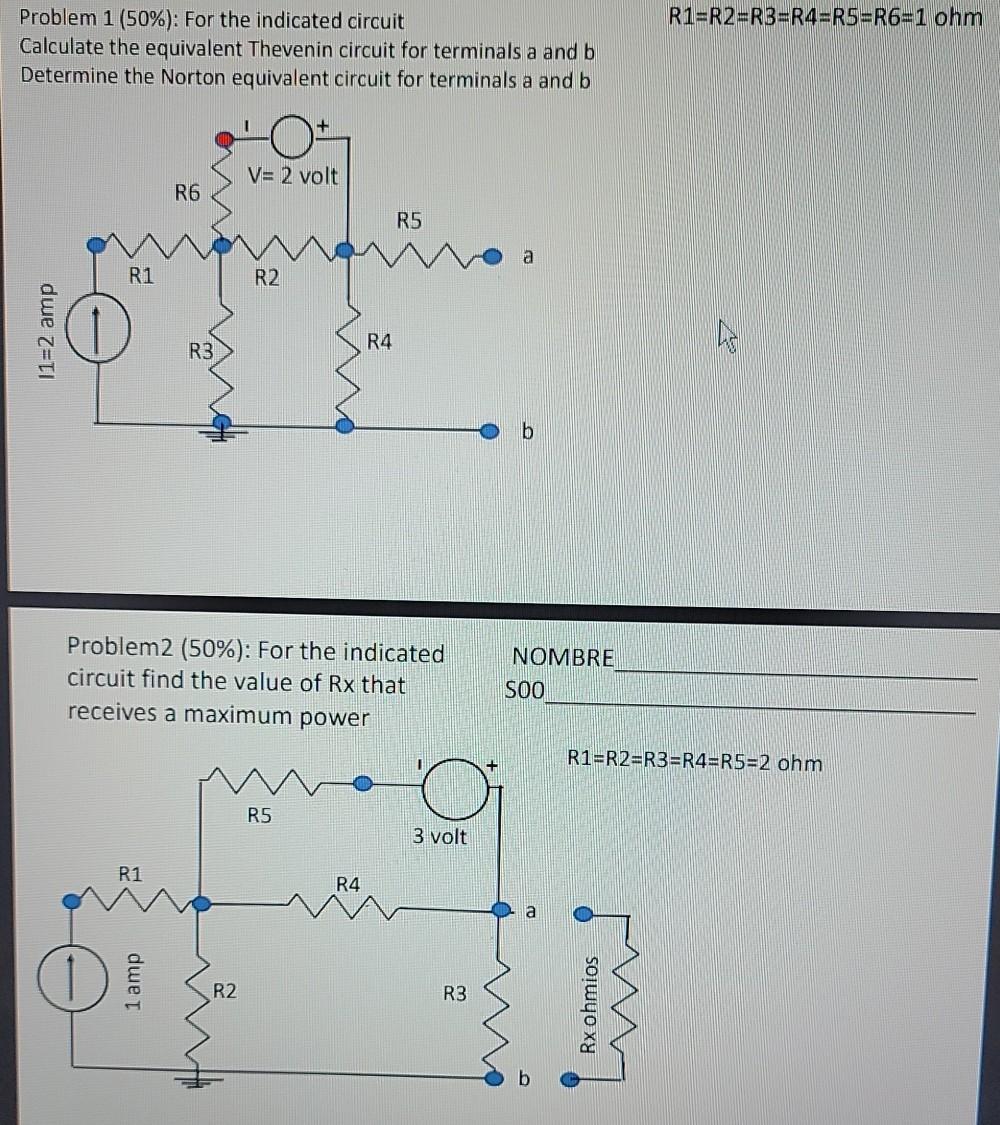 Solved R1=R2=R3=R4=R5=R6=1 ohm Problem 1 (50%): For the | Chegg.com