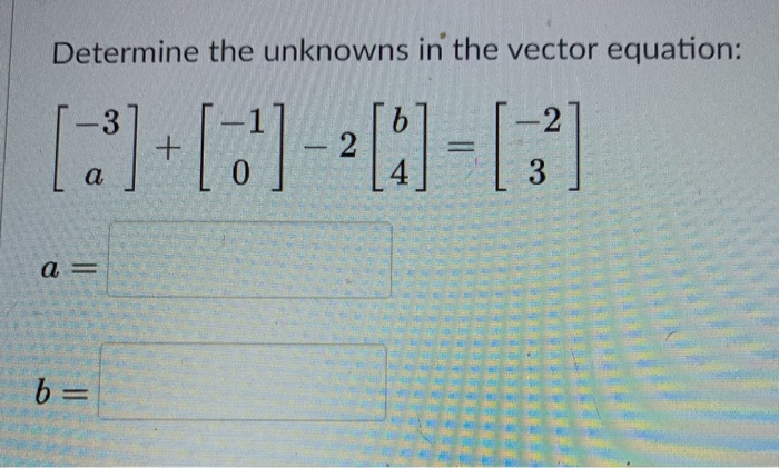 Solved Determine the unknowns in the vector equation: | Chegg.com