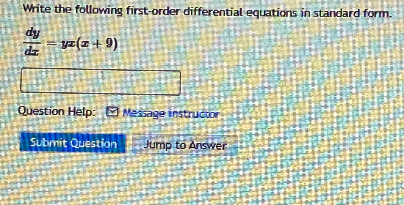 Solved Write the following first-order differential | Chegg.com