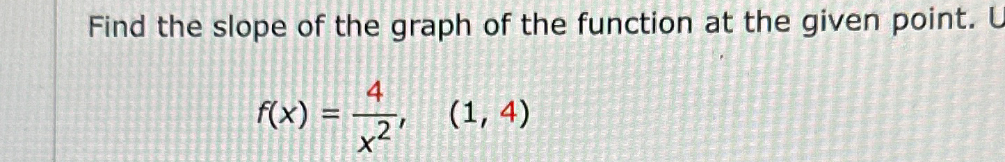 Solved Find the slope of the graph of the function at the | Chegg.com