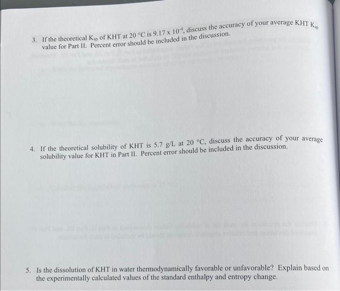 Solved Part II: KHT Solution at 20∘C Standard deviation of | Chegg.com