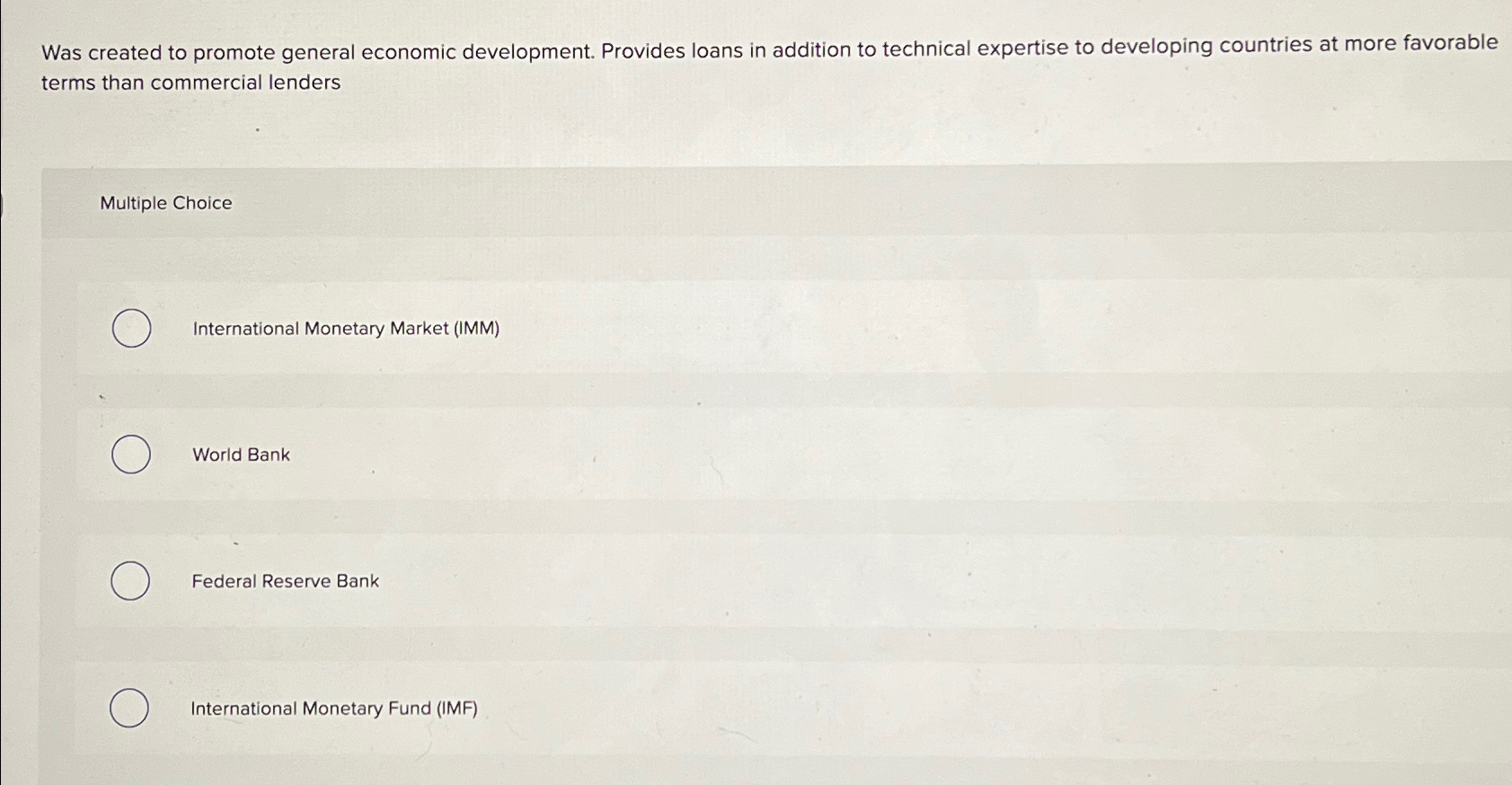 Solved Was created to promote general economic development. | Chegg.com