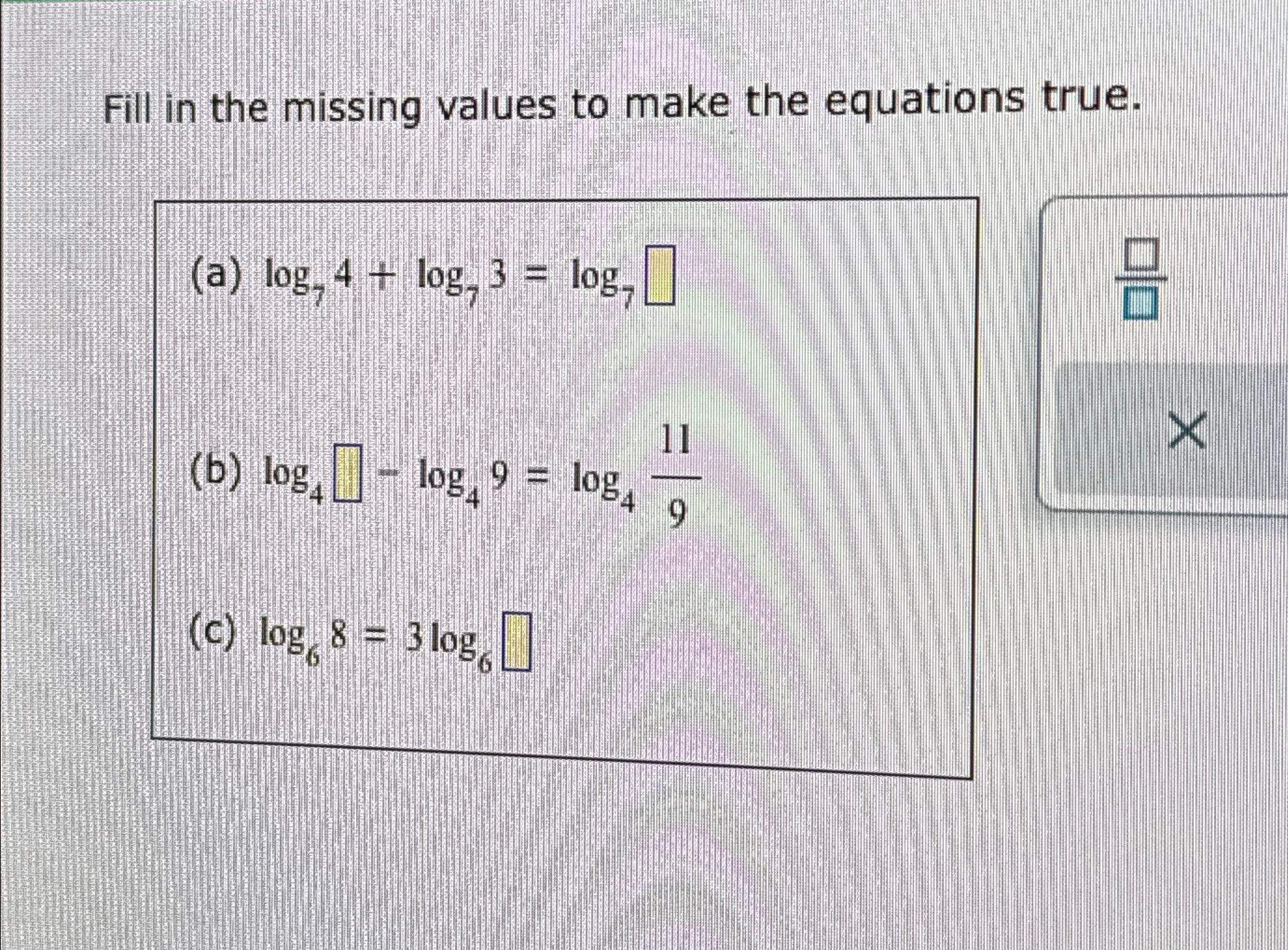 Solved Fill in the missing values to make the equations | Chegg.com