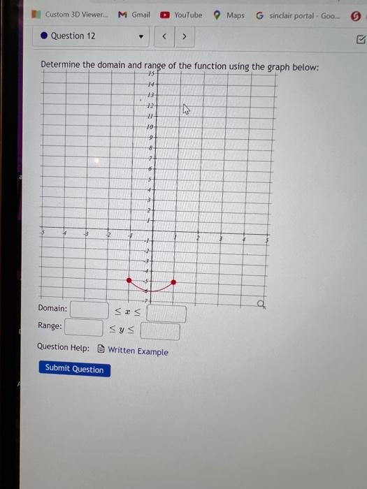 Solved Determine the domain and ranae of the funrtinn weinn | Chegg.com