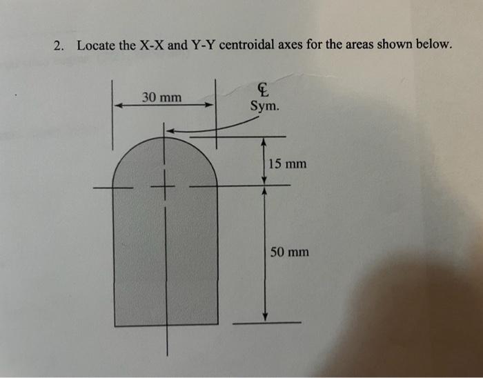 Solved 2. Locate the X−X and Y−Y centroidal axes for the | Chegg.com