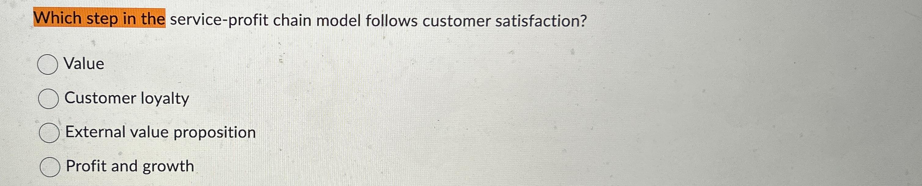 Solved Which step in the service-profit chain model follows | Chegg.com