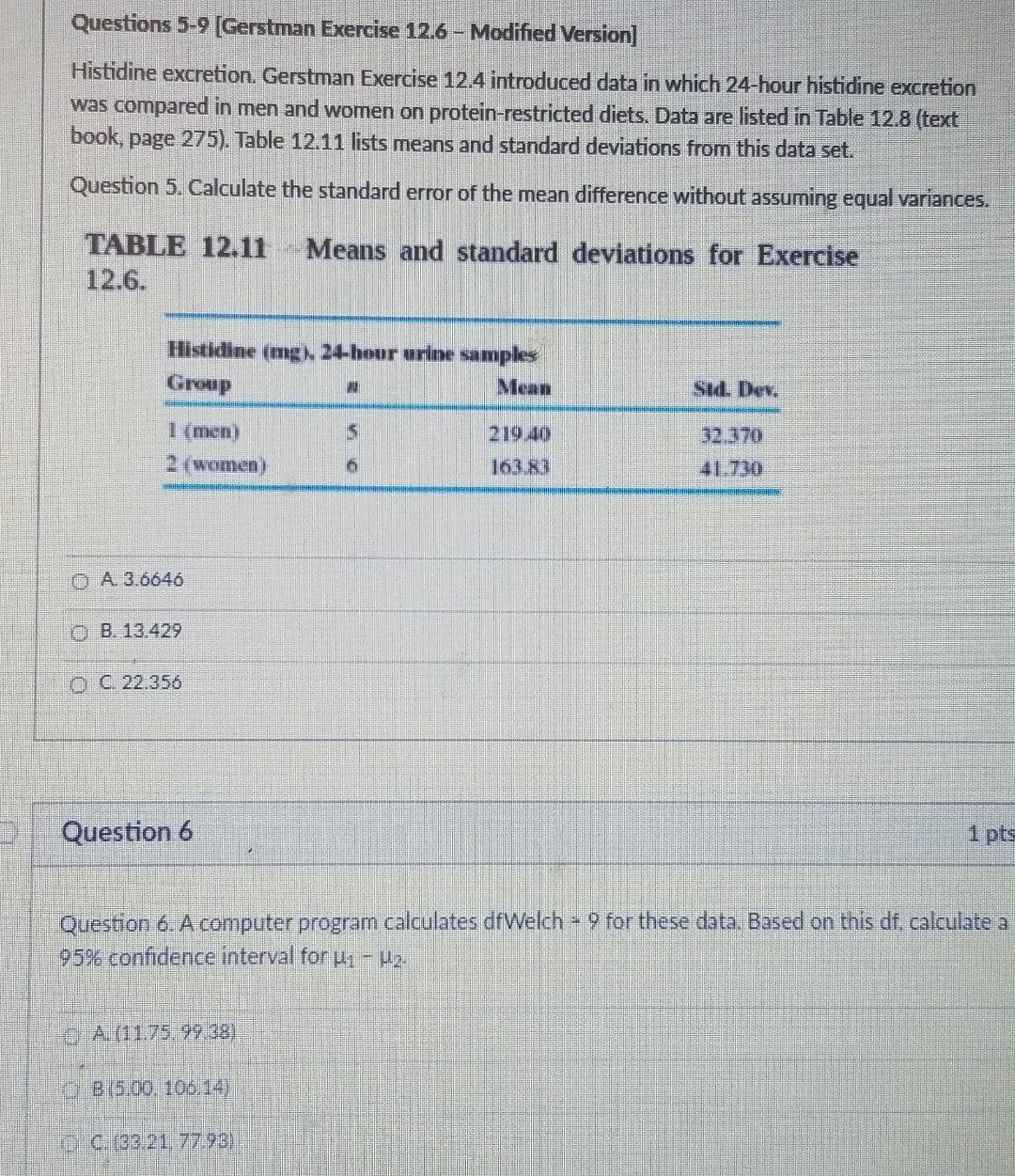 Solved Questions 5-9 (Gerstman Exercise 12.6 – Modified | Chegg.com