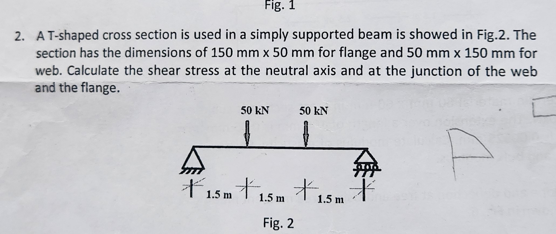 Solved Fig. 12. ﻿A T-shaped cross section is used in a | Chegg.com