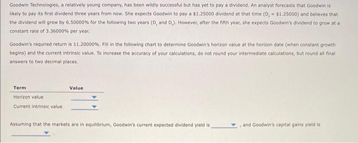 Solved Goodwin Technologies, a relatively young company, has | Chegg.com