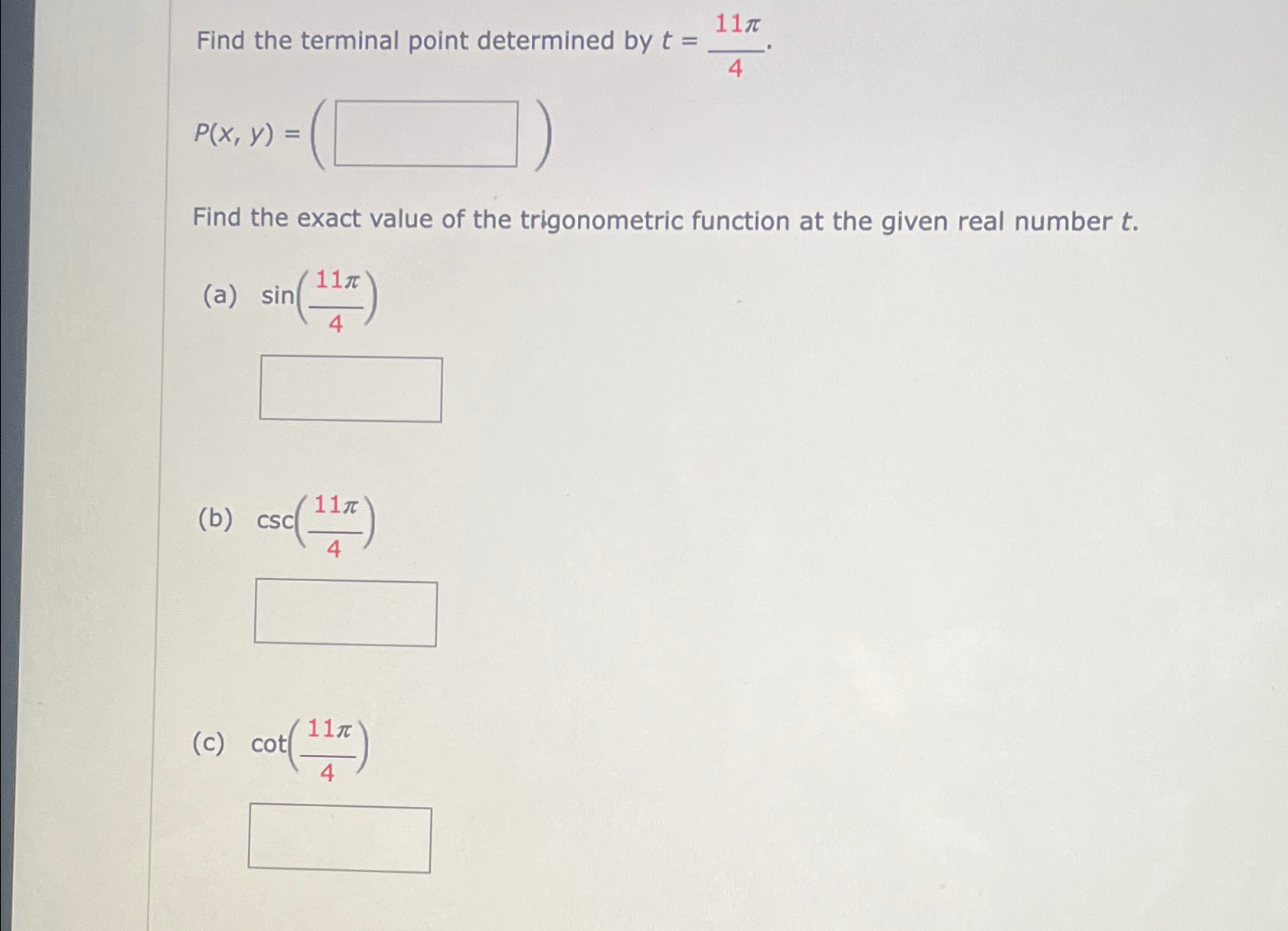 Solved Find the terminal point determined by | Chegg.com