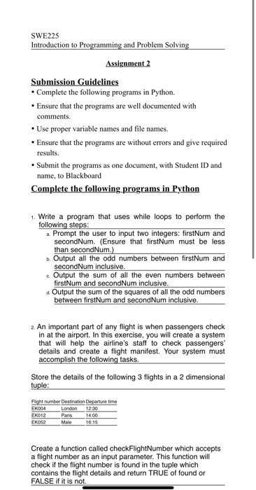 Solved Submission Guidelines - Complete the following | Chegg.com